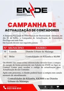 ENDE esclarece à actualização dos contadores pré-pago - KilambaNews - O ...